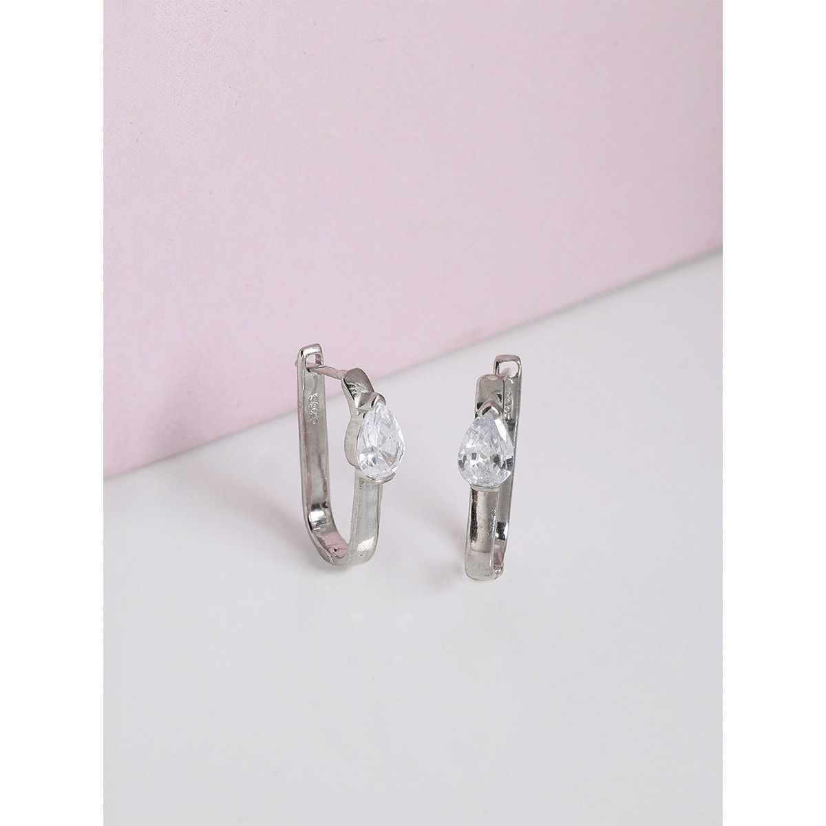 Buy Giva Sterling Silver Zircon Drop Cylinder Hoops For Women(One Size ...