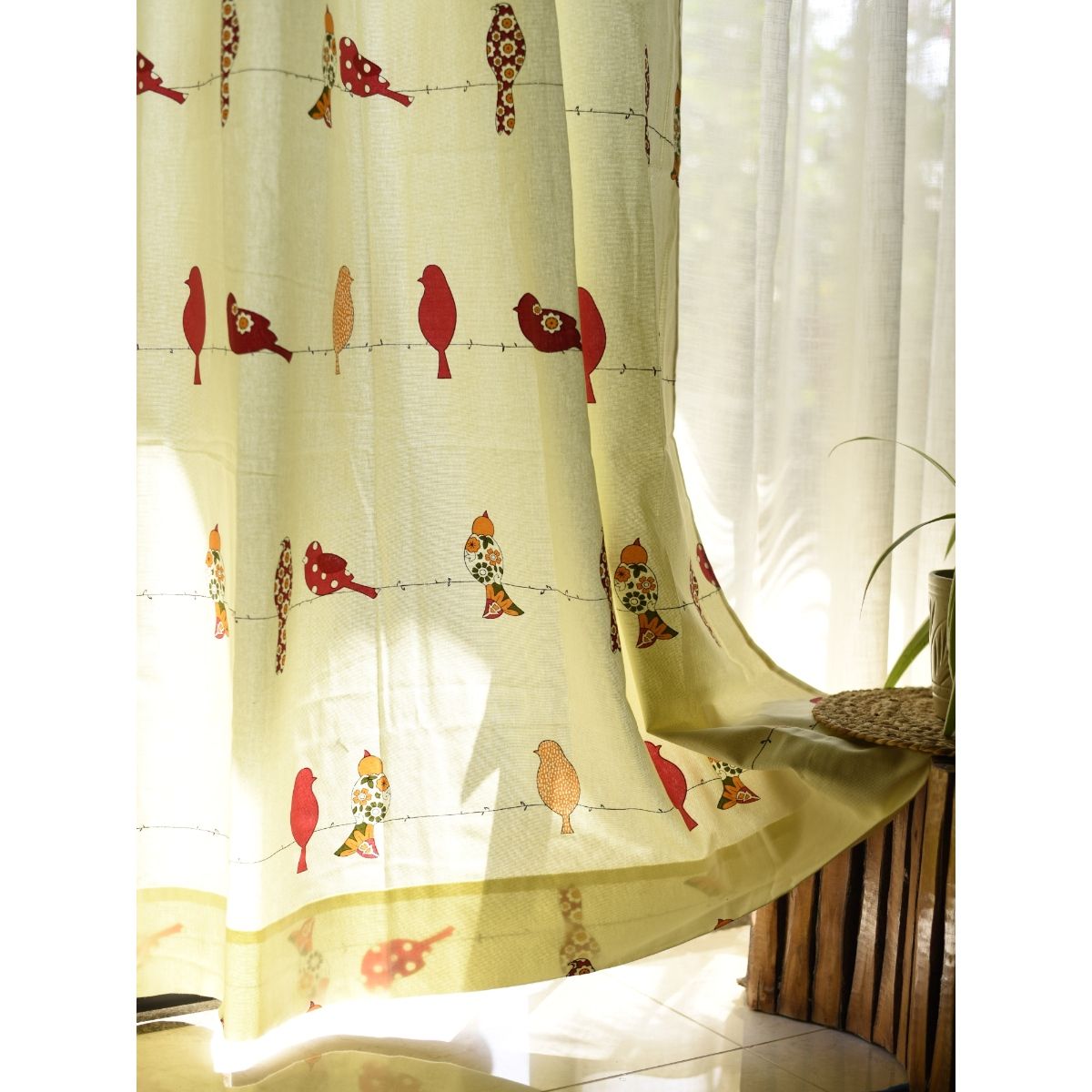 Buy Urban Space Cotton Window Curtains 5 Ft with Eyelets and TieBack 2 ...