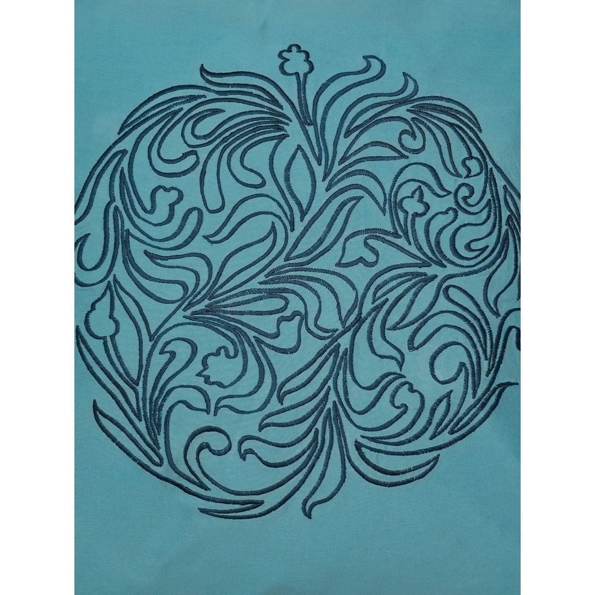 Buy ZEBA Embroidered Polyester Light Blue Cushion Cover (16x16 inches ...