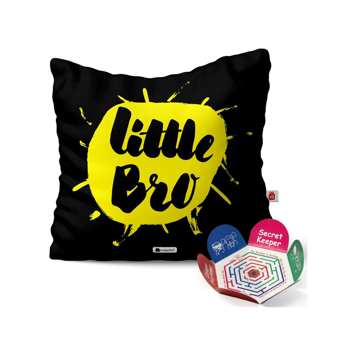 Buy Indigifts Little Bro Cushion - Best Gift for Rakhi (12x12 inches ...