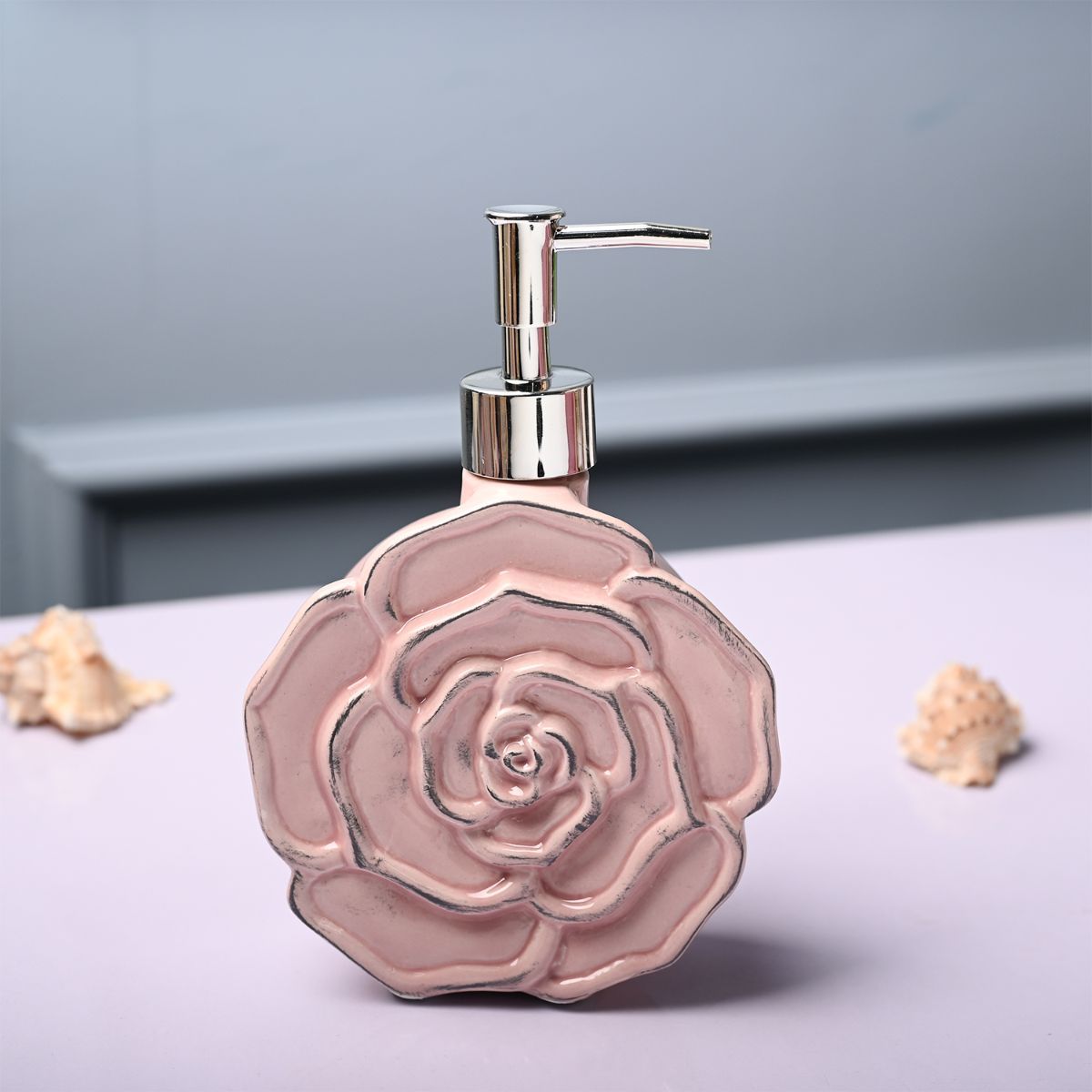 Buy Voncasa Ceramic Matte Pink color Soap Dispenser (500ml) Online