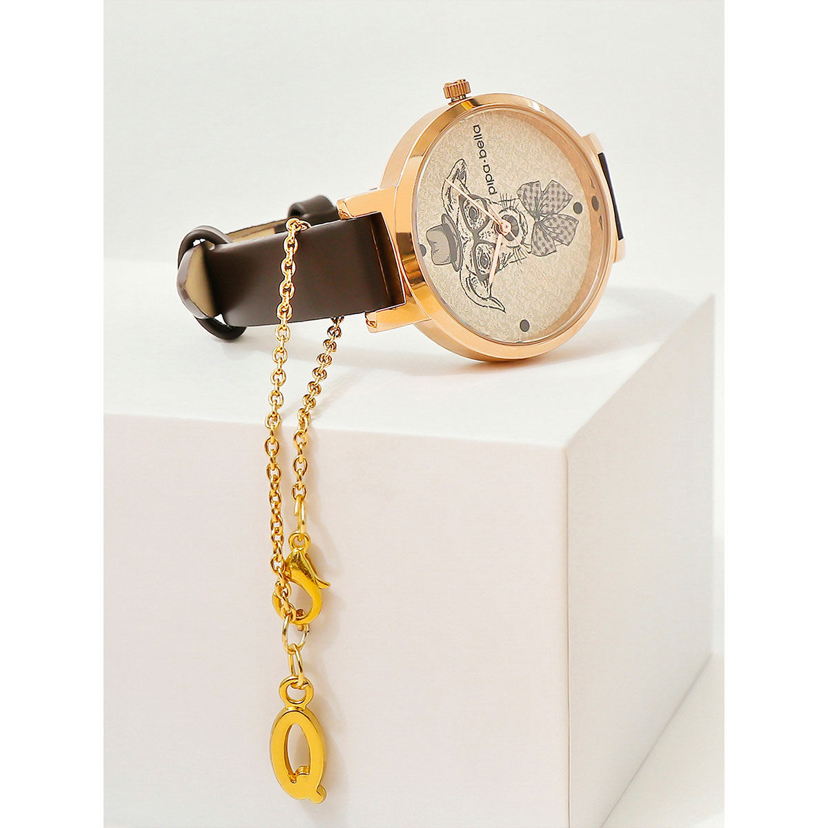 Buy Pipa Bella by Nykaa Fashion Gold-Plated Q Initial Watch Charm Online