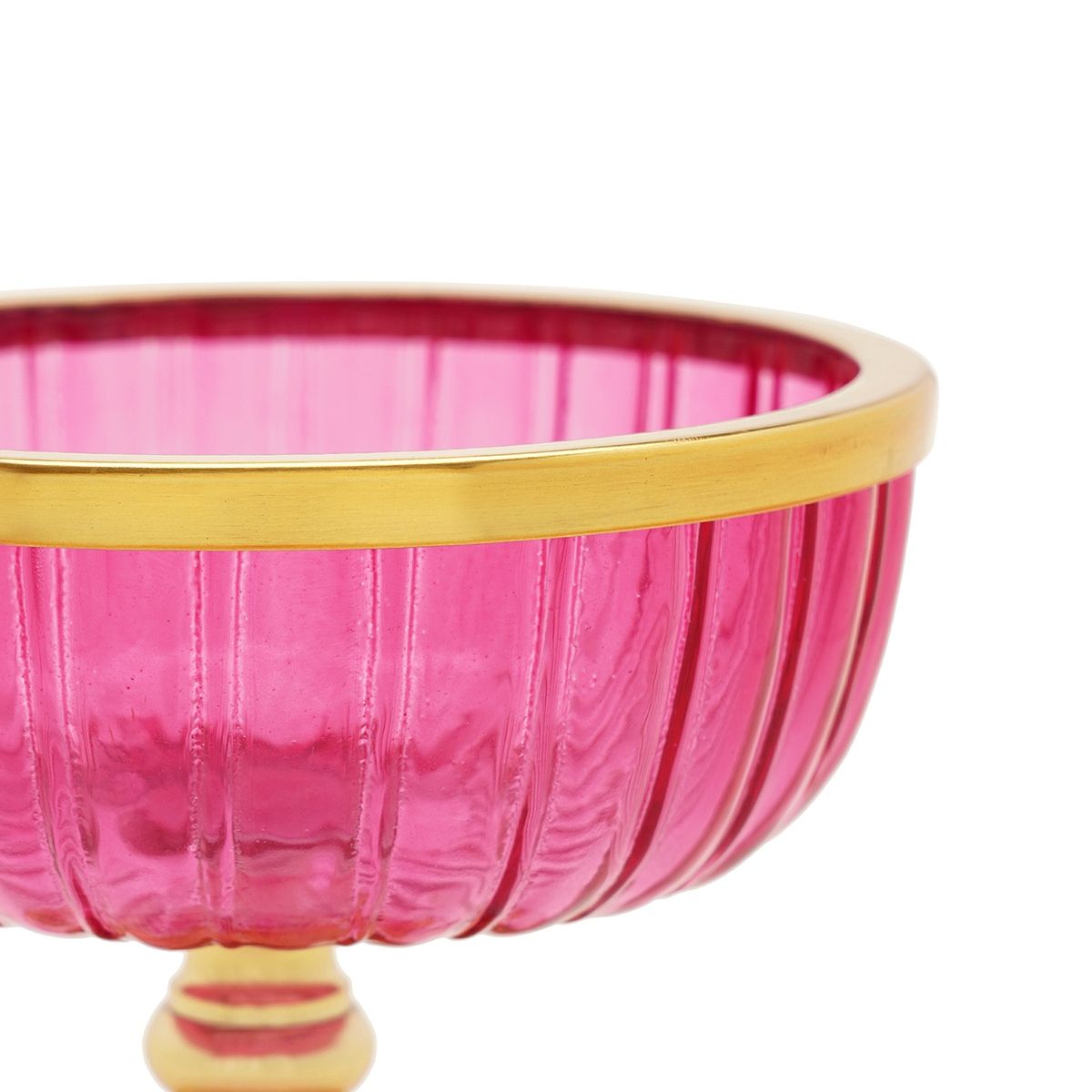 Buy Pure Home + Living Pink Ribbed Glass Decorative Bowl - Small Online