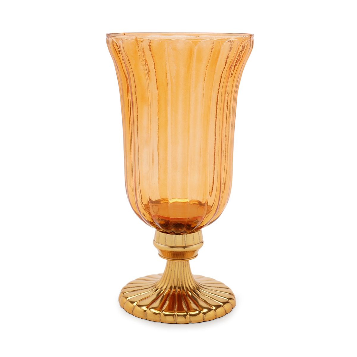 Buy Pure Home + Living Orange Ribbed Glass Hurricane - Large Online