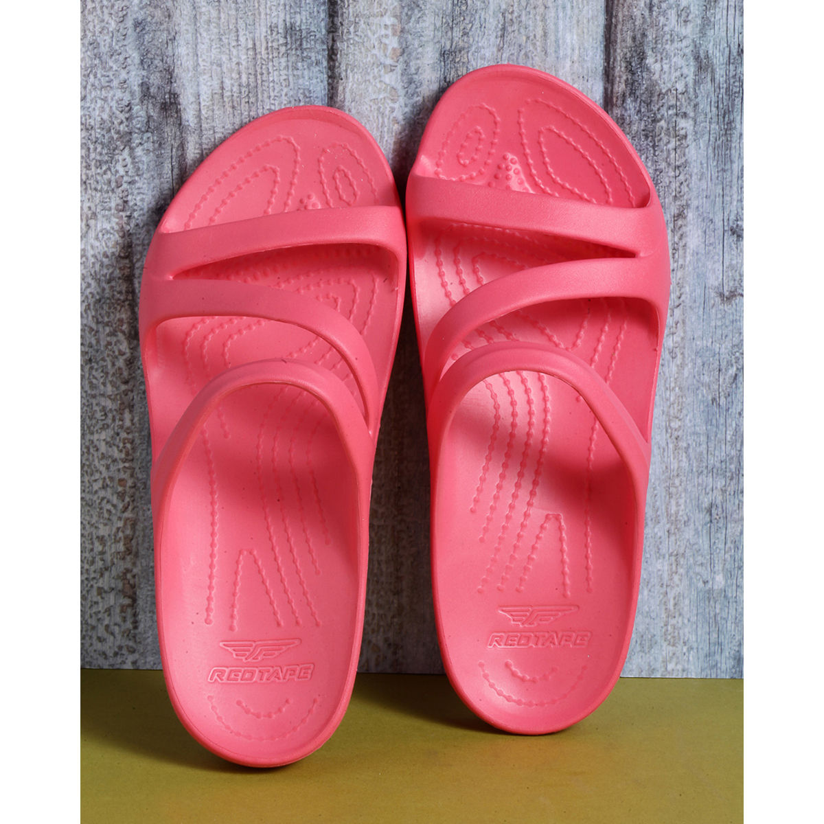 Buy Red Tape Neon Coral Sliders Online