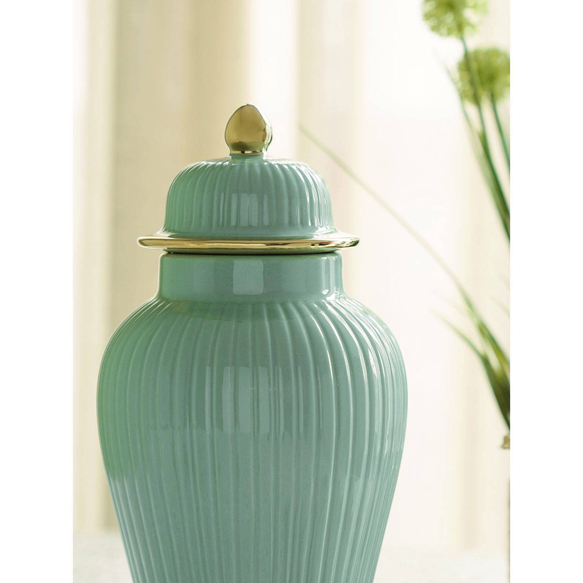 Buy Pure Home + Living Light Blue Ribbed Ceramic Urn with Lid - Small ...