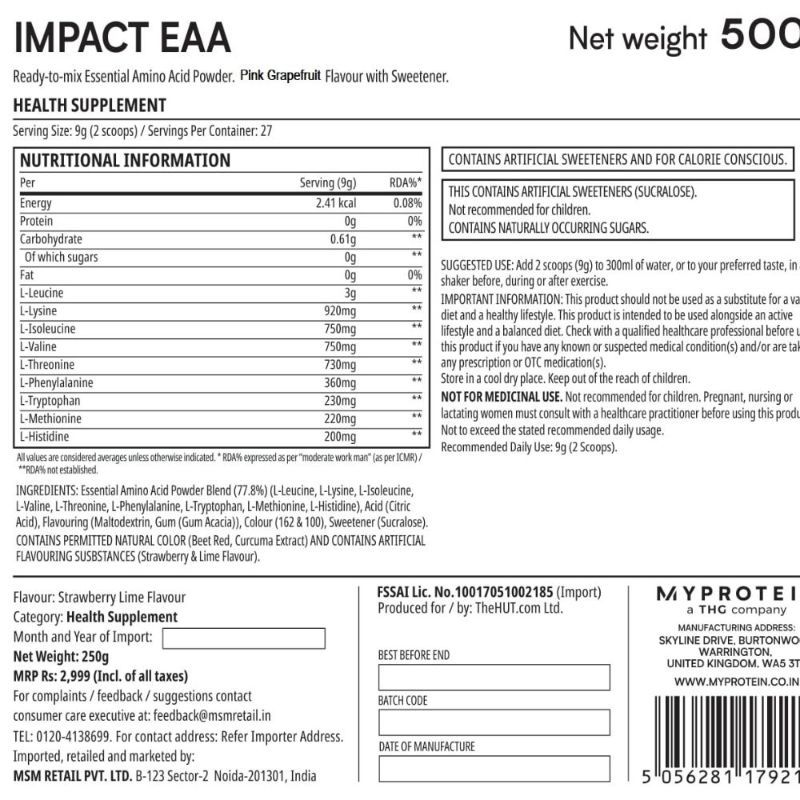 Myprotein Impact Eaa - Pink Grapefruit: Buy Myprotein Impact Eaa - Pink Grapefruit Online at ...