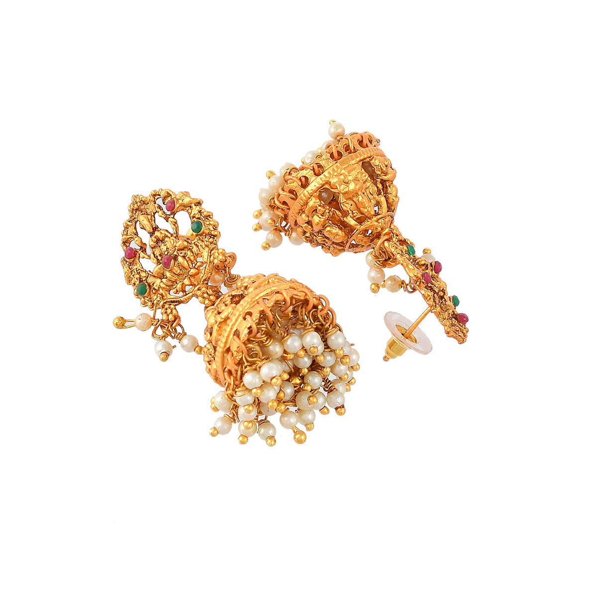 Shoshaa Gold-Platead Stone-Studded Beaded temple Jewellery Set: Buy ...