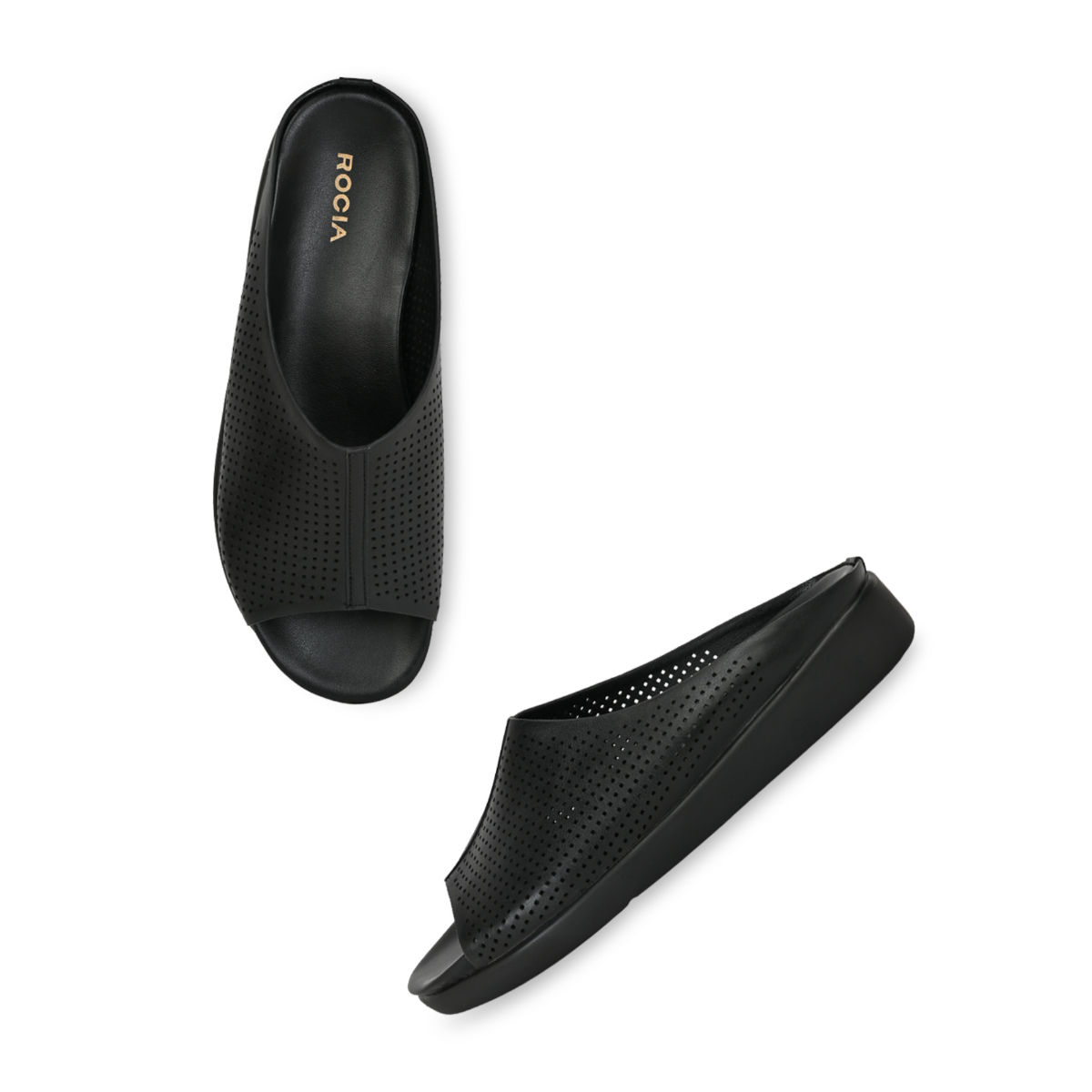 Buy ROCIA By Regal Black Women Casual Laser Cut Slip On Sliders Online