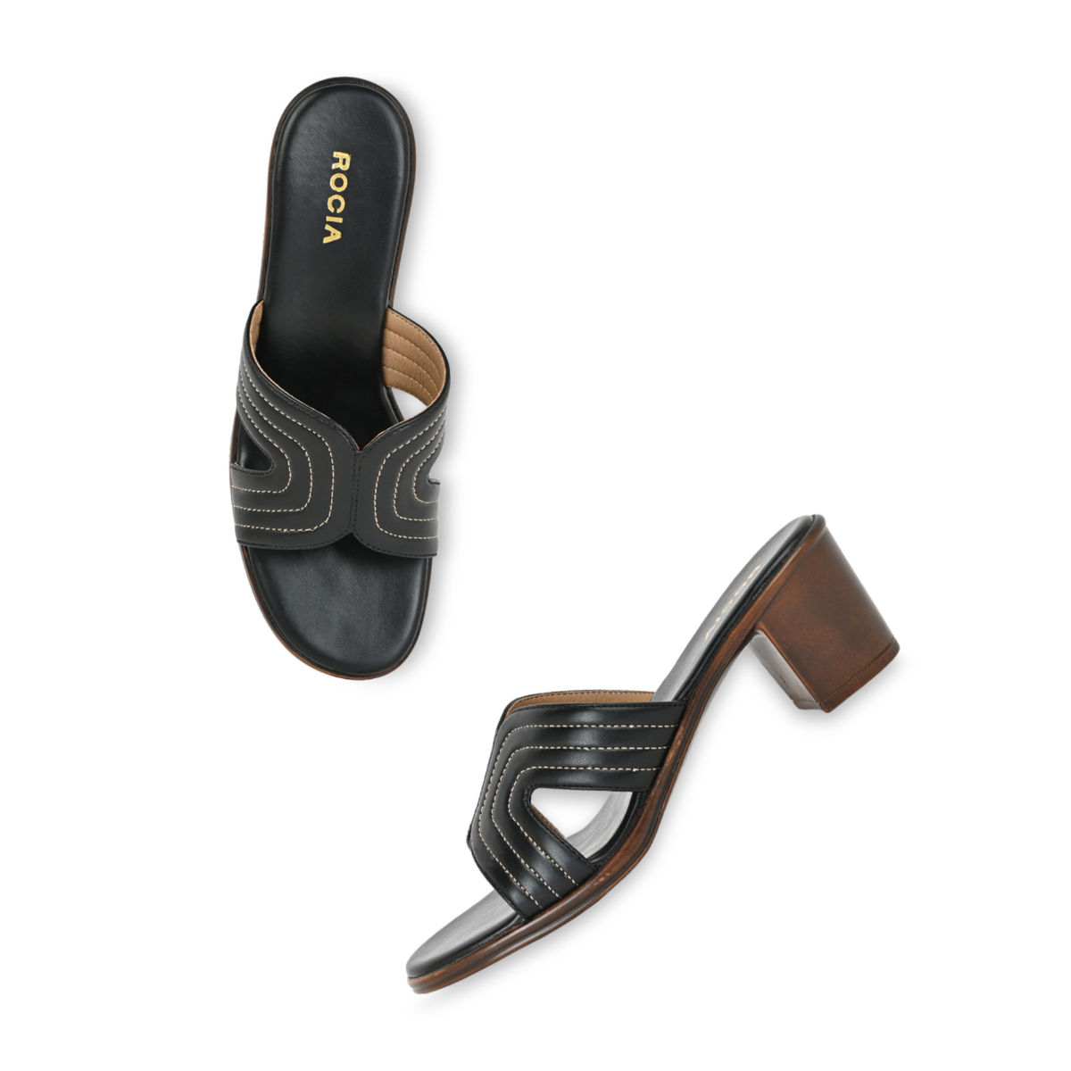 Buy ROCIA By Regal Black Women Block Sandal Heels Online