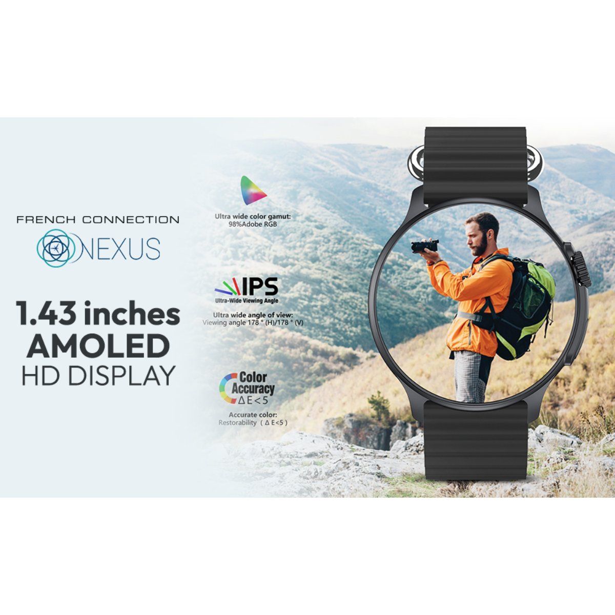 Buy French Connection Nexus Premium Smart Watch with Black Silicone Strap - FCSW03-3 (M) Online
