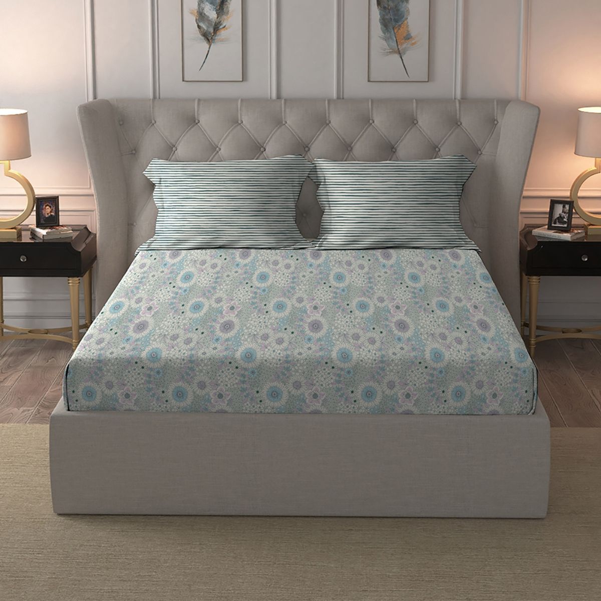 Buy My Trident Comfort Living Queen Bedsheeet 2 Pillow Covers Vintage ...