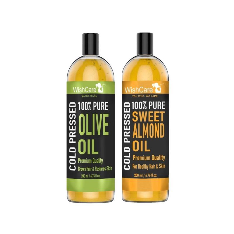 Wishcare 100% Pure Cold Pressed Olive Oil & Badam Rogan Sweet Almond ...