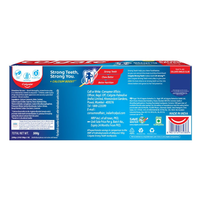 Colgate Strong Teeth Cavity Protection Toothpaste with Calcium Boost ...
