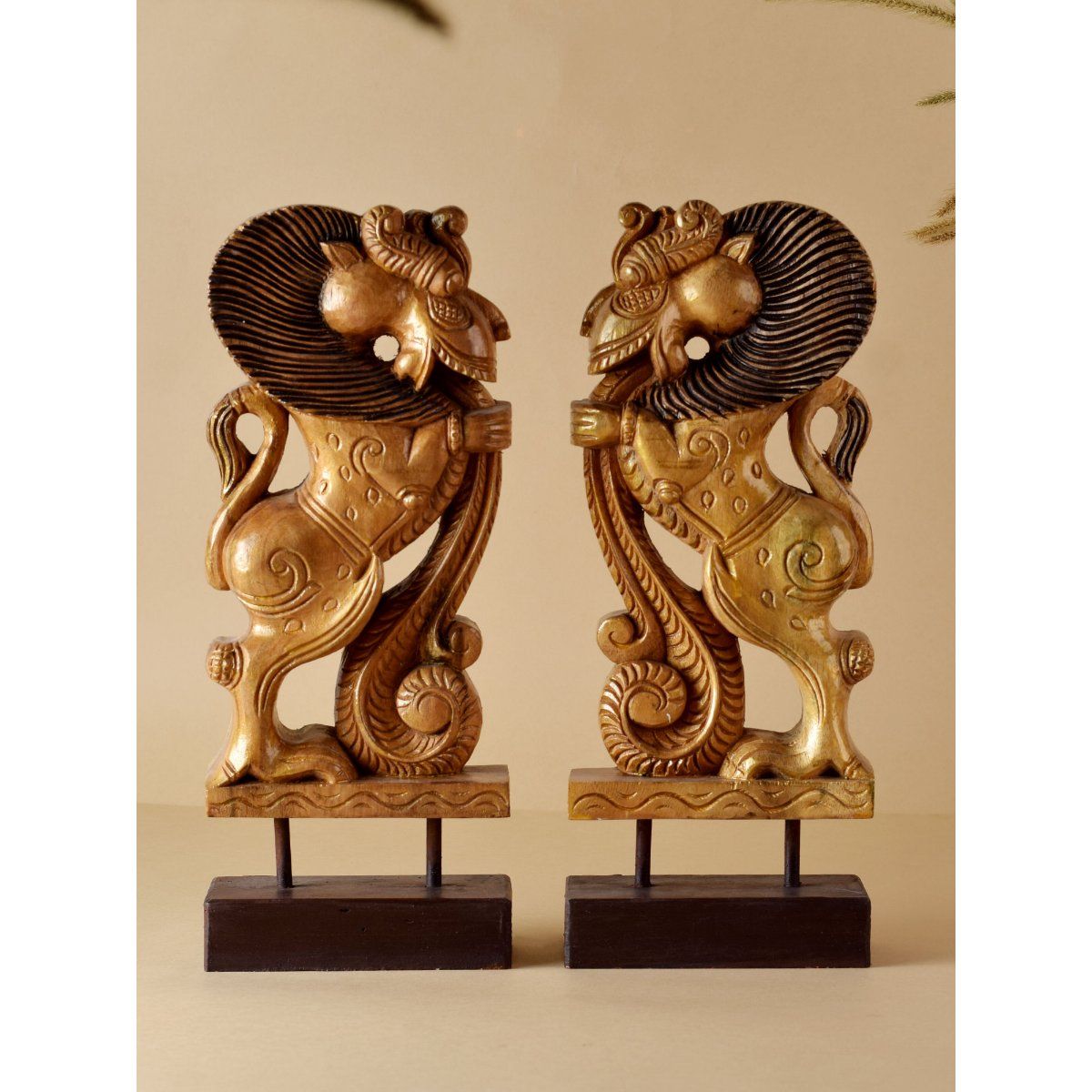 Buy Maatir Hand Carved Wooden Yali On A Stand Online
