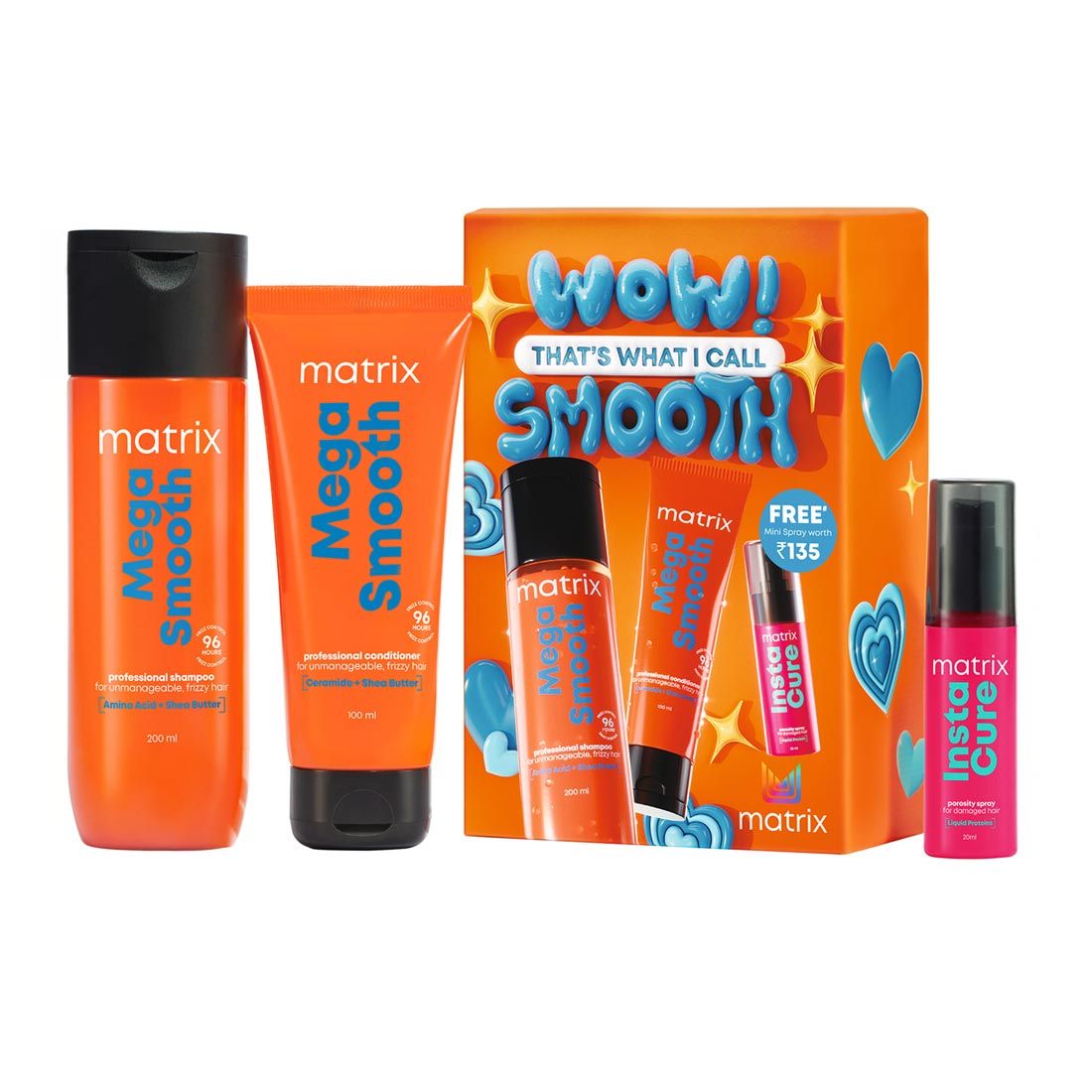 Matrix Mega Smooth Combo for Frizzy Hair,Shampoo+Conditioner + FREE ...