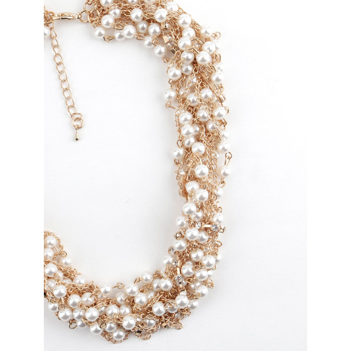 Buy Odette Gold Tone White Pearl Bunch Necklace Online