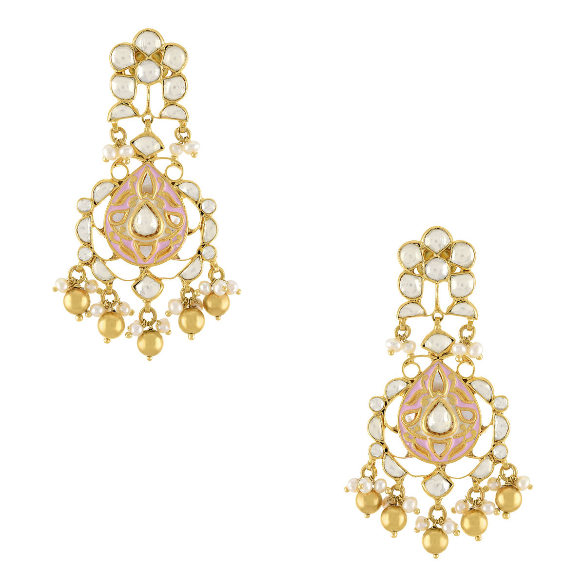Buy Tribe Amrapali Silver Gold Plated Apsara Floral Pink Enamel Ball ...