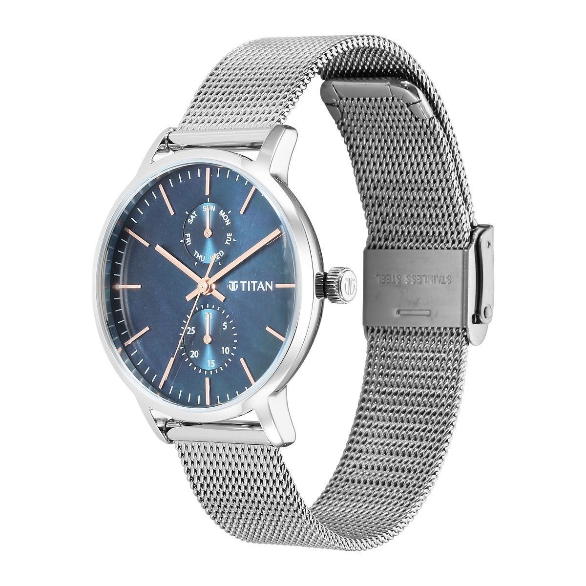 Buy Titan Workwear Slimline 95143Sm01 Navy Blue Dial Analog Watch for ...