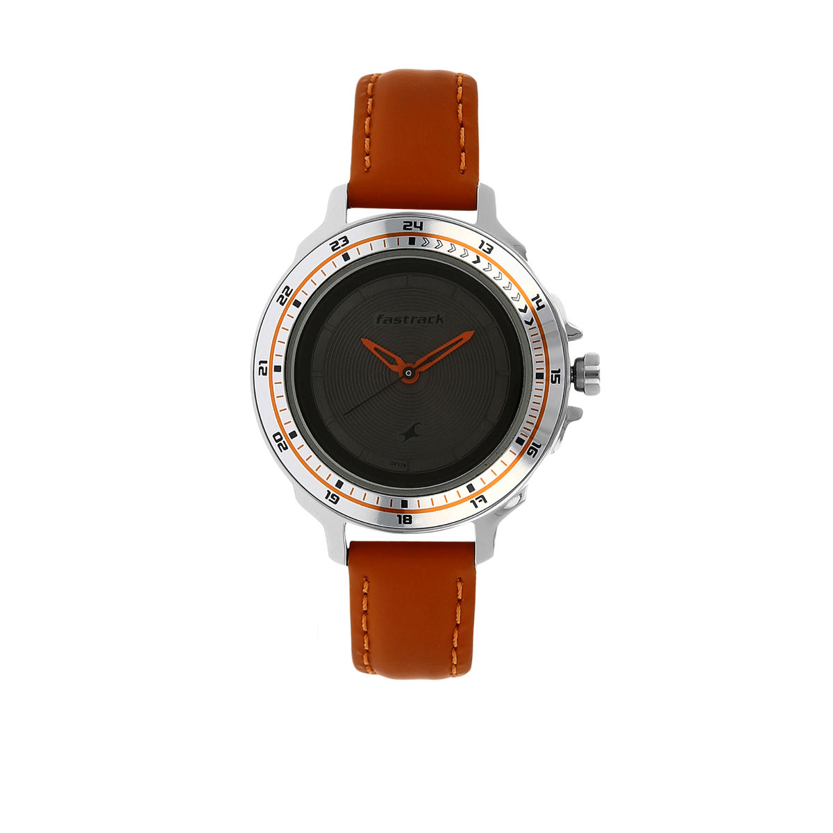 Buy Fastrack Grey Dial Orange Leather Strap Watch Online