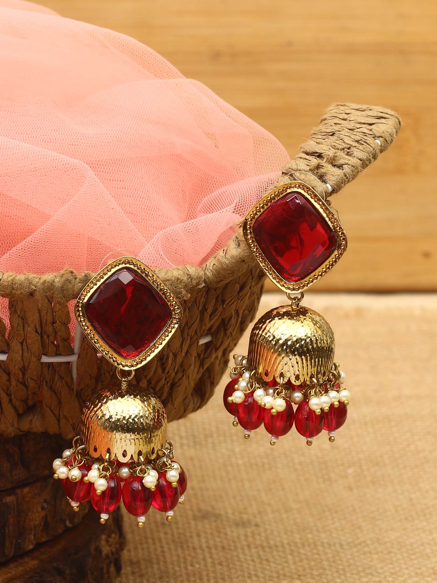Bling Bag Ruby Square Mini Shesha Designer Jhumkis: Buy Bling Bag Ruby ...