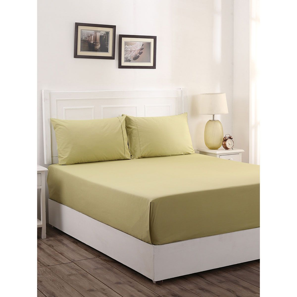Buy Maspar Colorart Slumber Solid 200 Tc Cotton Silk Green Single Bed ...