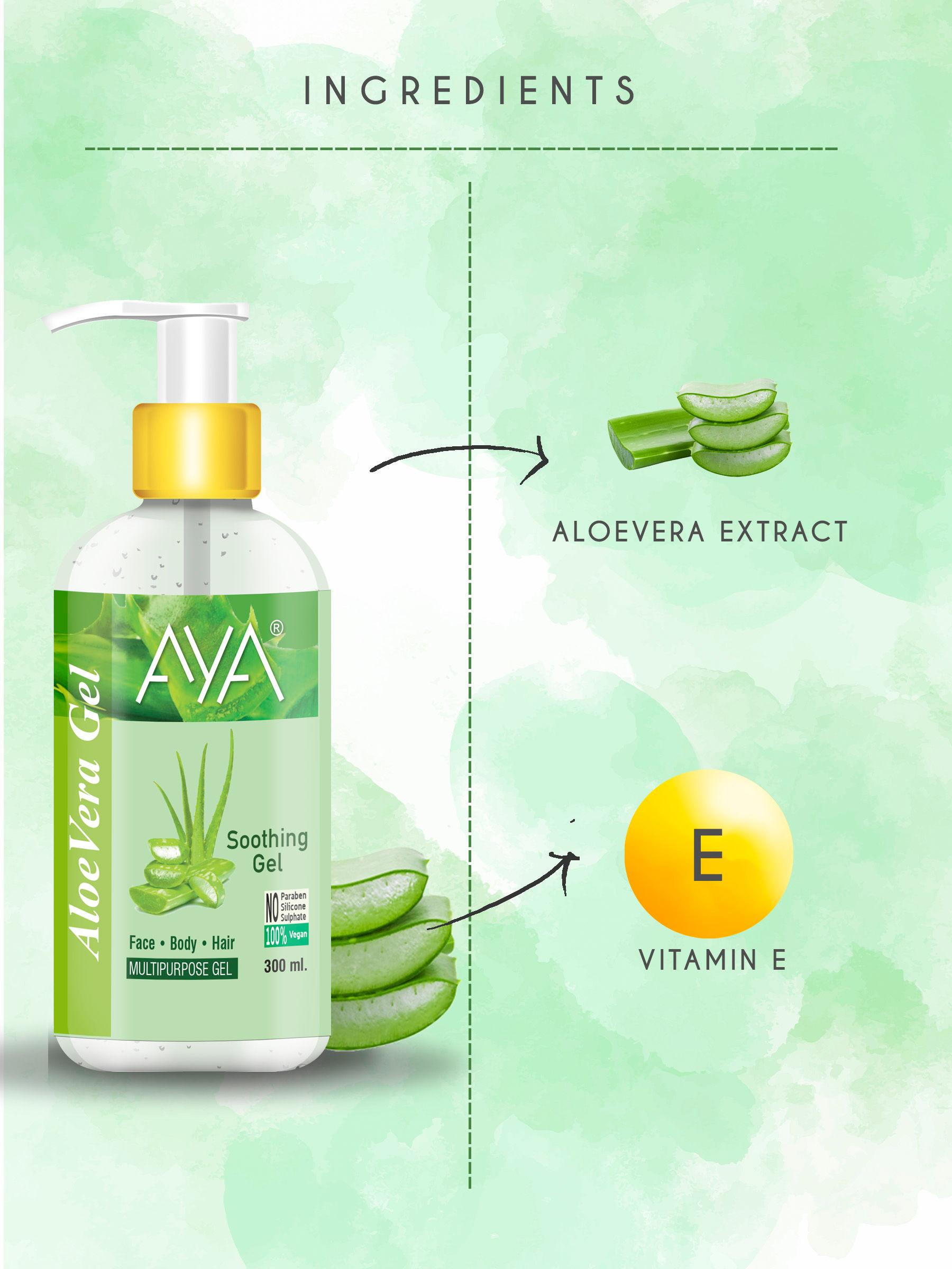 Buy AYA Multipurpose Aloe Vera Gel Face, Hair & Body Online