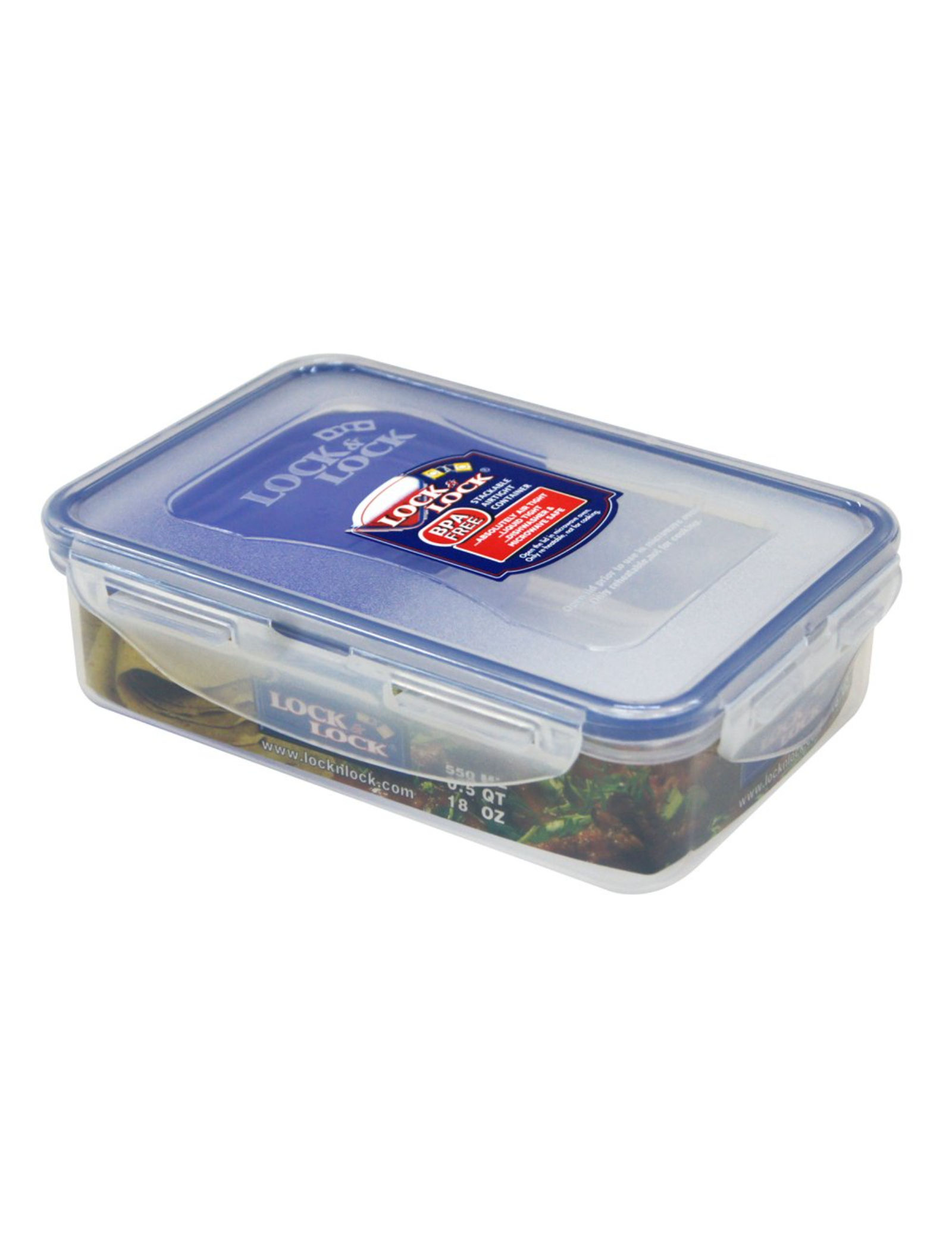 Lock & Lock Classics Rectangular Food Container With Sauce Case, 550ml ...