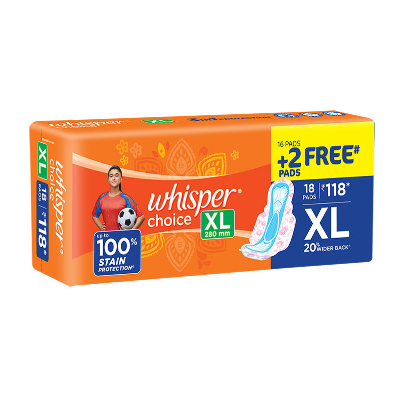 Buy Whisper Choice XL thick Sanitary Pads - upto 100% Stain protection ...