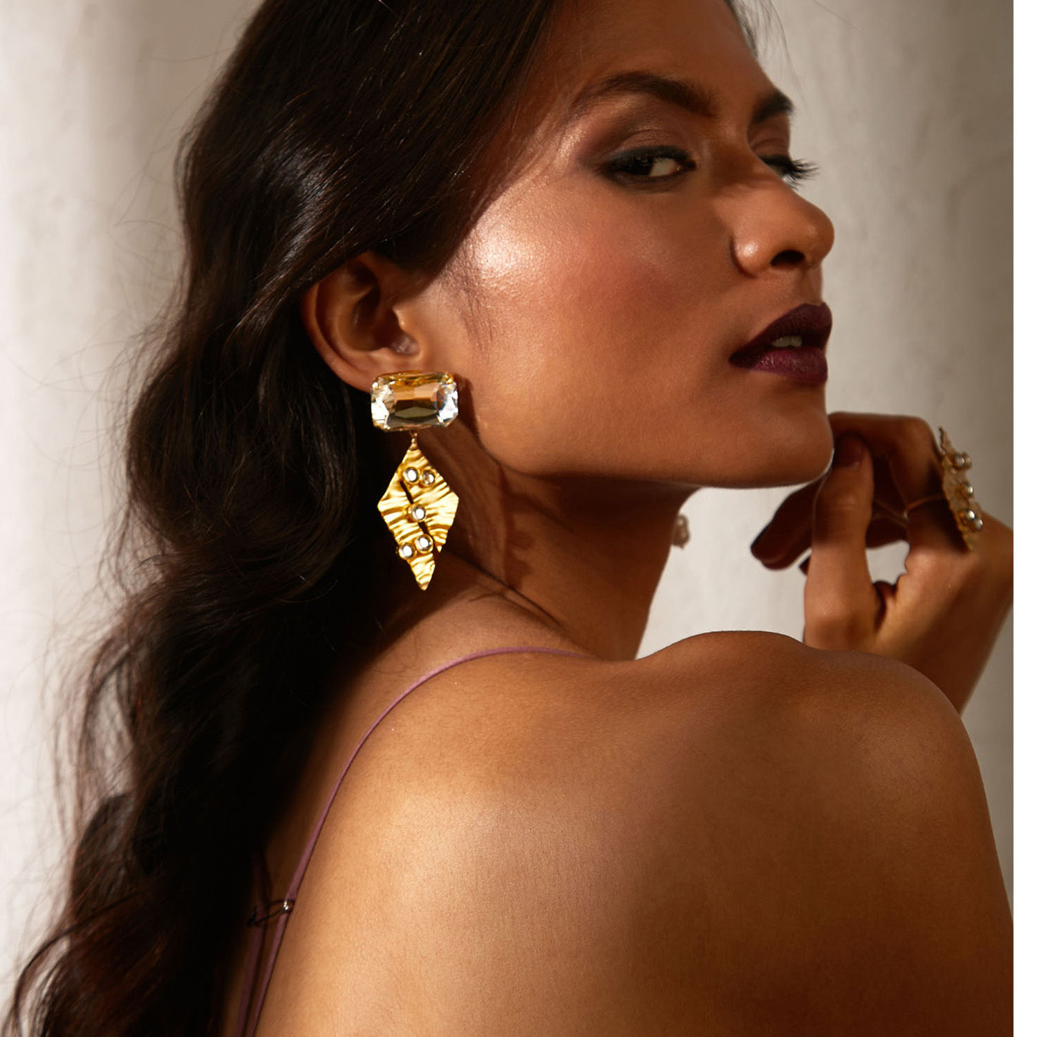 Buy Pipa Bella by Nykaa Fashion Amber Clear Crystal Kundan Dangler ...