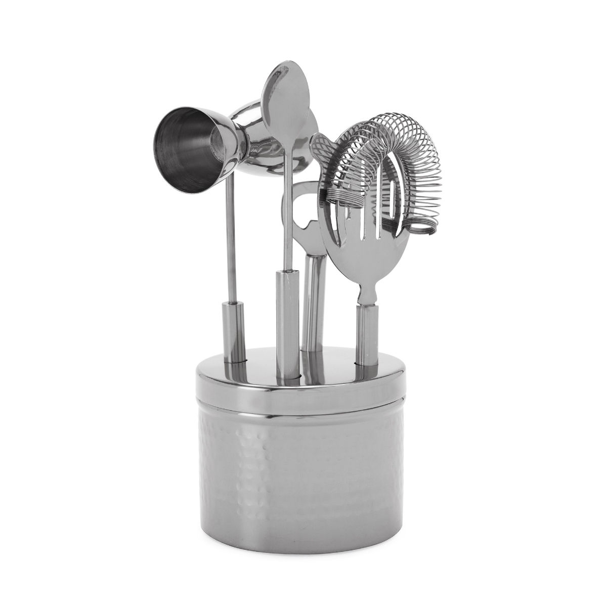 Pure Home + Living Silver Hammered Metal Baar Tool Set with Base: Buy ...