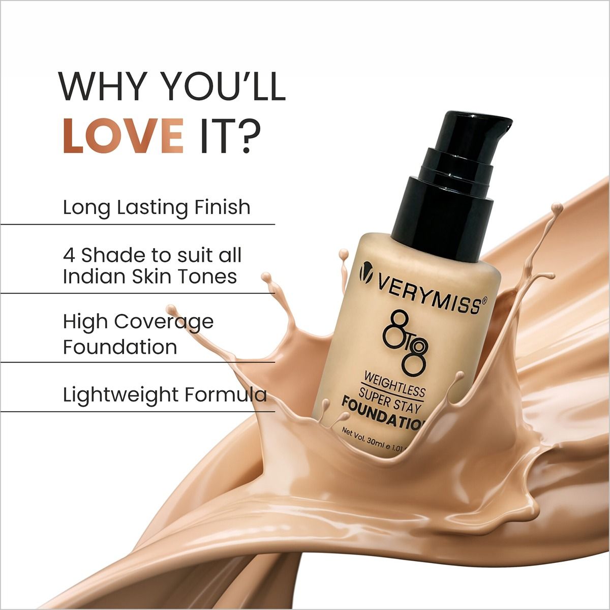 Buy VERYMISS 8 To 8 Weightless Super Stay Foundation Online