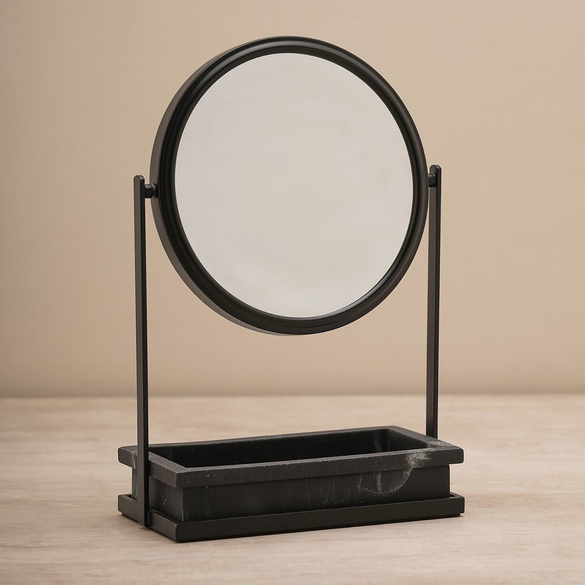 Pure Home + Living Black Double Sided Metal Vanity Mirror with ...