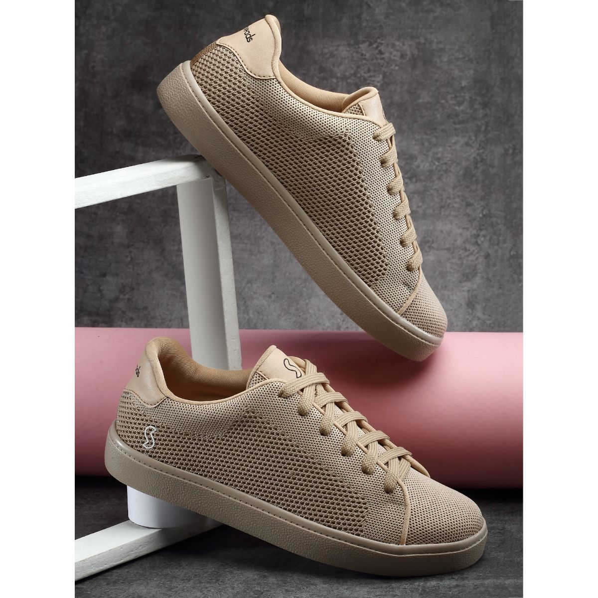 Buy SOLETHREADS Flex Beige Self Design Women Sneakers Online