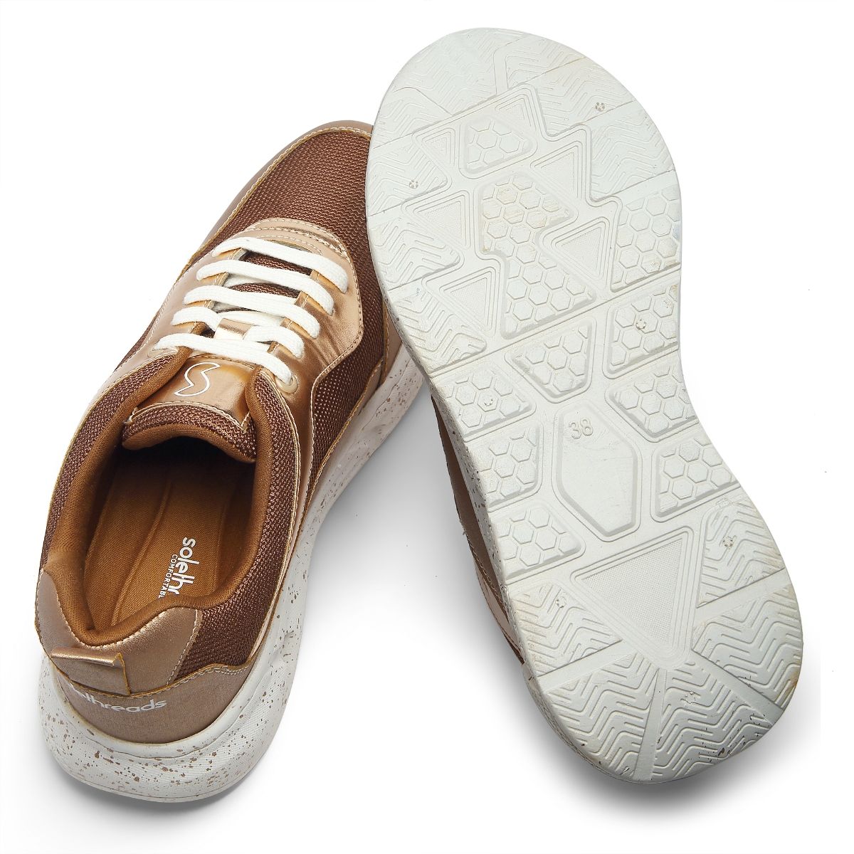 SOLETHREADS Glam Bronze Self Design Women Sneakers: Buy SOLETHREADS ...