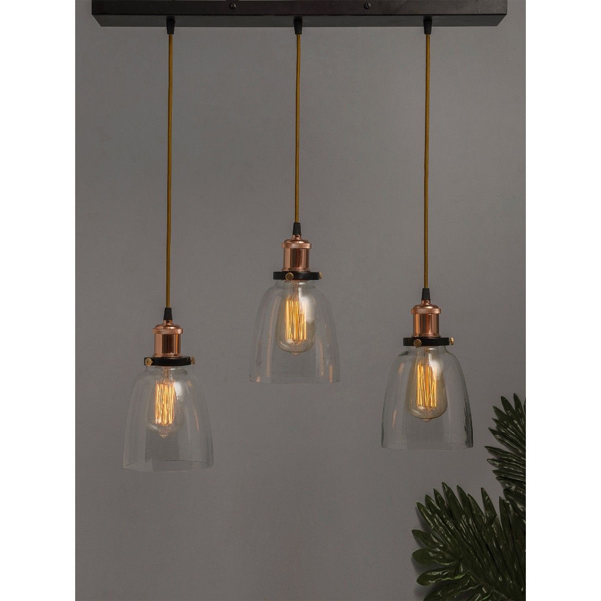 Homesake Linear Chandelier Glass Bell Light Rose Gold: Buy Homesake ...