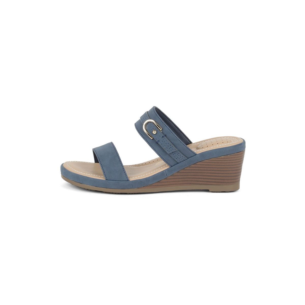 Buy Bata Solid Blue Wedges Online