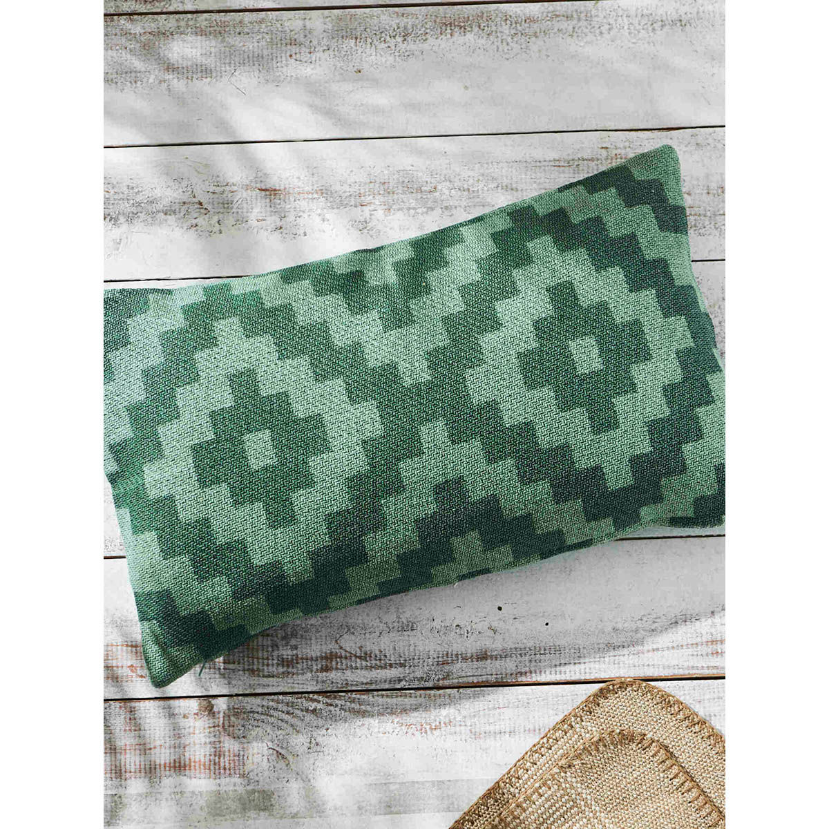 Buy Teal By Chumbak Essentials Aztec Cushion Cover, Green Online