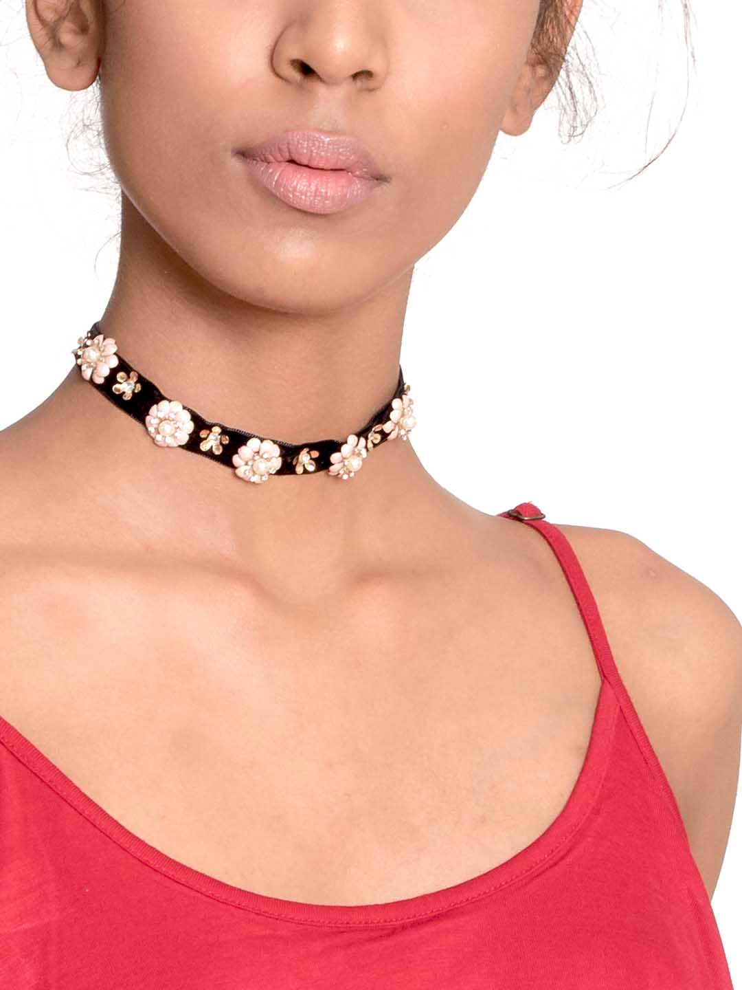 Buy Pipa Bella by Nykaa Fashion Flower Embellished Choker Necklace Online
