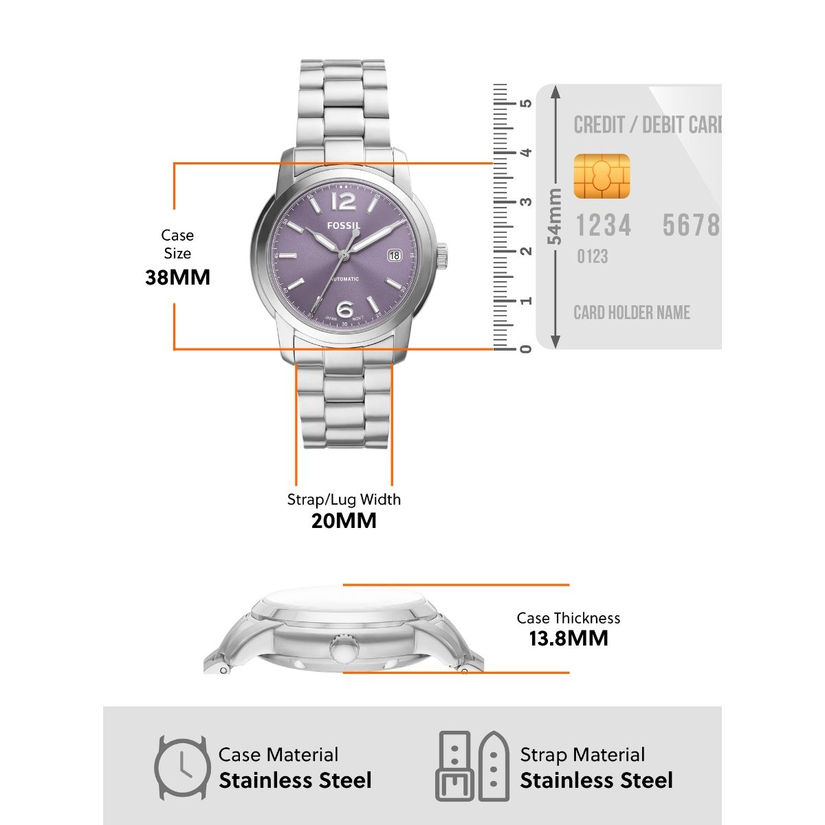 Buy Fossil Heritage Silver Watch ME3246 Online