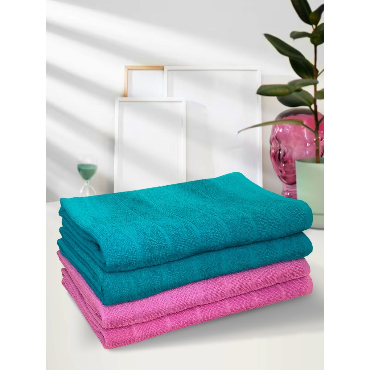 Buy KOPA Reversible One Side Terry 100% Cotton Towel 4pc Mix Set ...