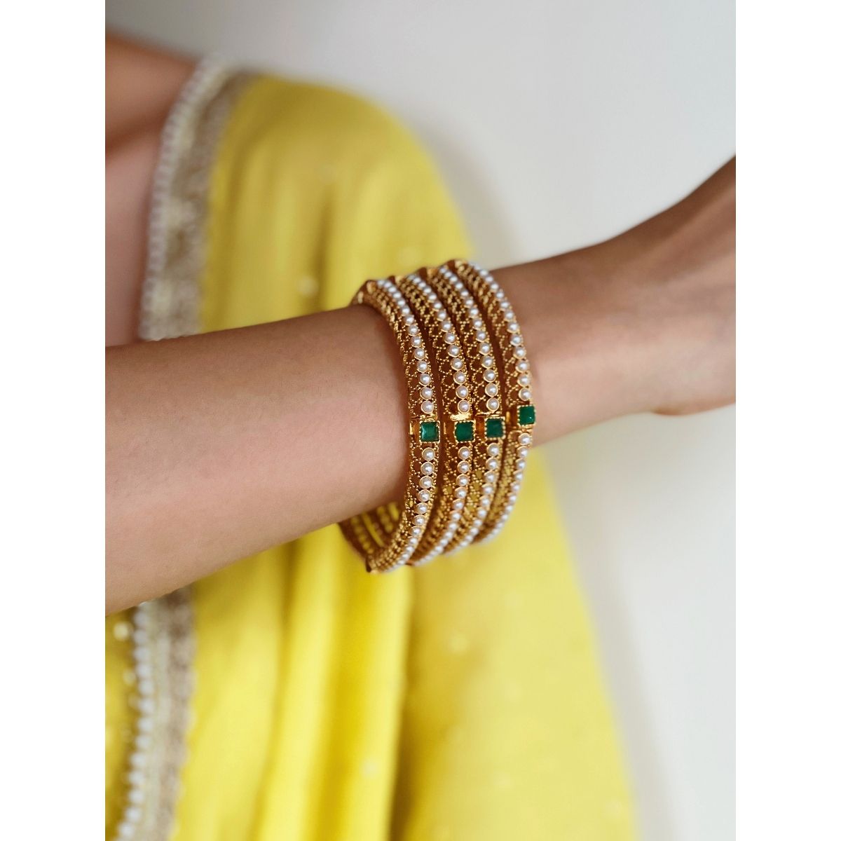 Buy Azai by Nykaa Fashion Gold Plated Bangles With Embellished Stones Pack of 2 Online