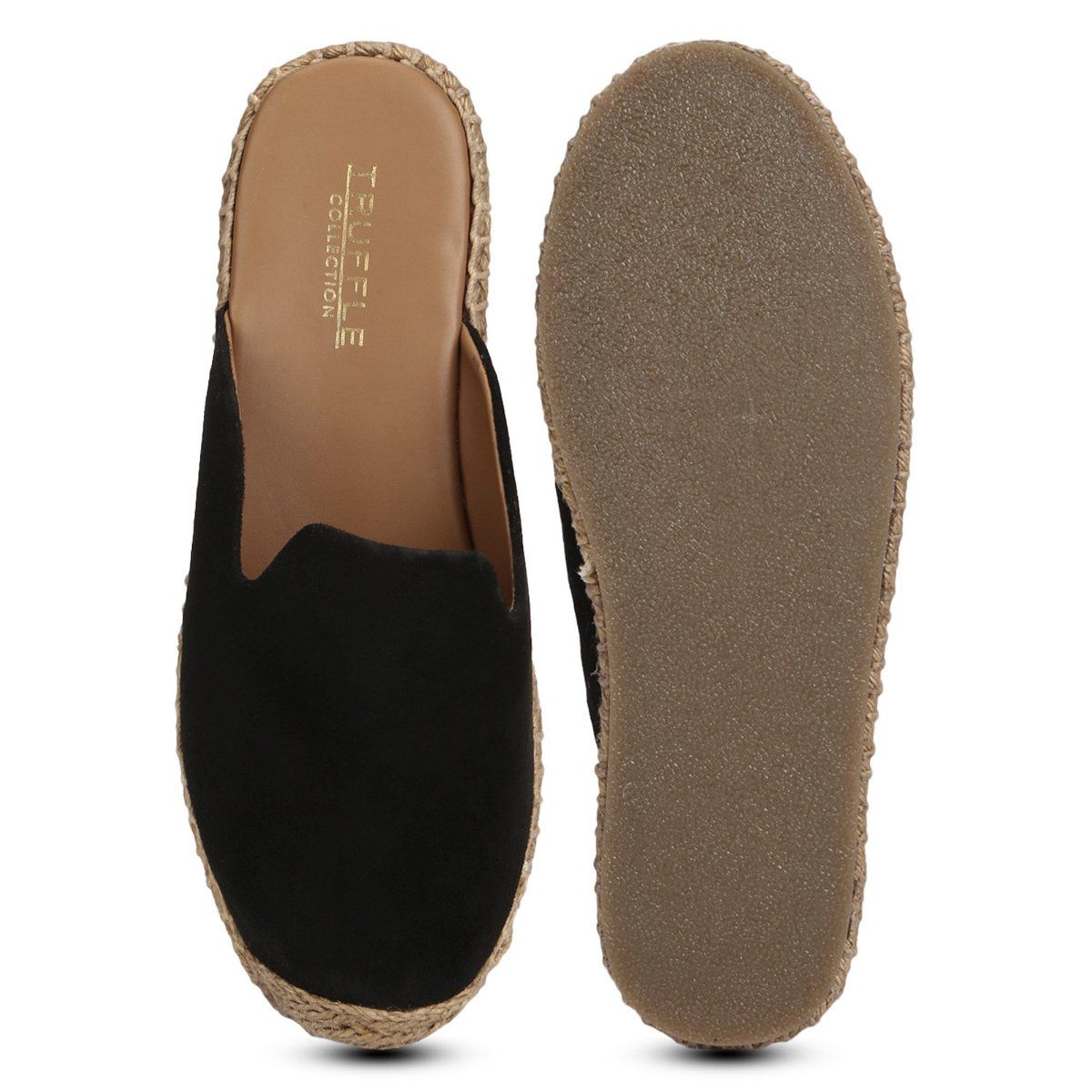 Buy Truffle Collection Black Solid Mules Online