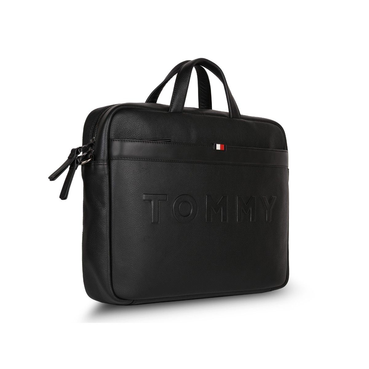 Buy Tommy Hilfiger Galveston Leather Laptop Messanger Bag Solid Black (L) Online