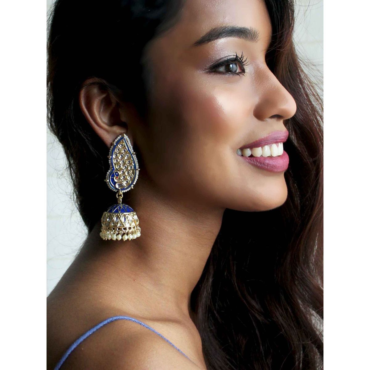 Buy Tipsyfly Mor Blue Jhumkis Online