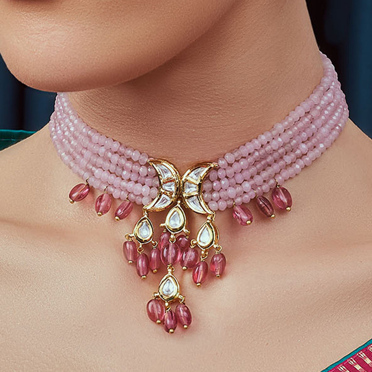 Joules By Radhika Pink Gold Tone Kundan Beaded Necklace Buy Joules By