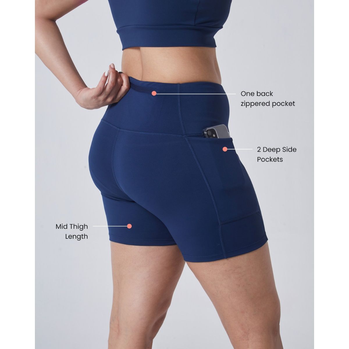Bliss Club Women Navy Blue The Ultimate Shorties with 2 Pockets: Buy ...