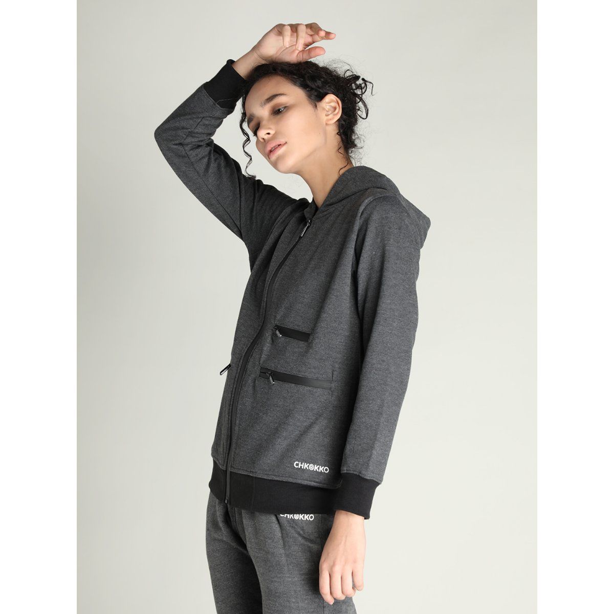 Buy Chkokko Women Winter Sport Hooded Jacket - Grey Online
