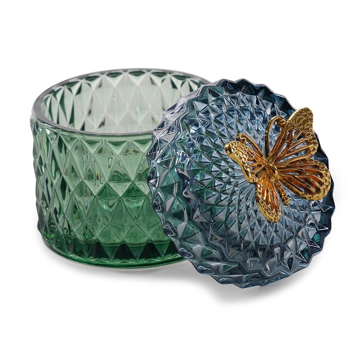 Buy Pure Home + Living Blue and Green Diamond Cut Decorative Glass ...