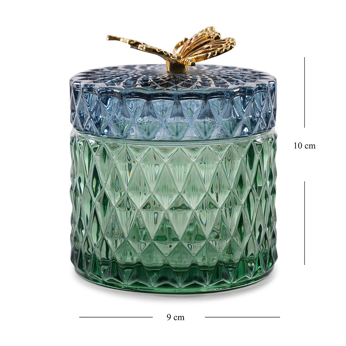 Pure Home + Living Blue and Green Diamond Cut Decorative Glass ...